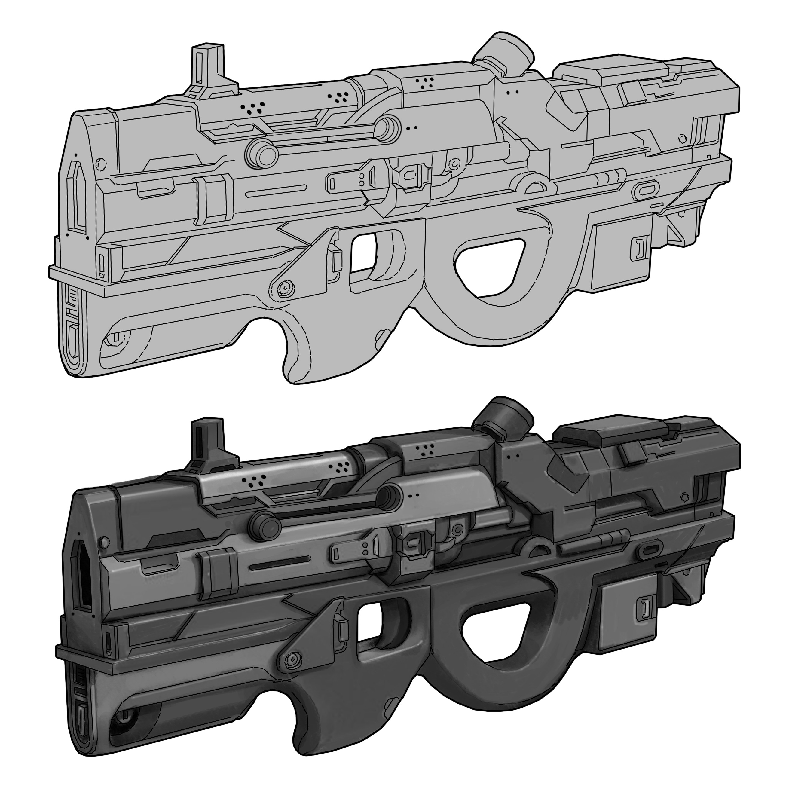 how to draw a heavy shotgun