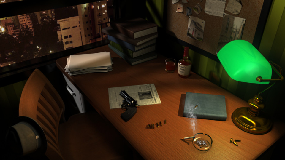 ArtStation - Detectives Desk Lighting