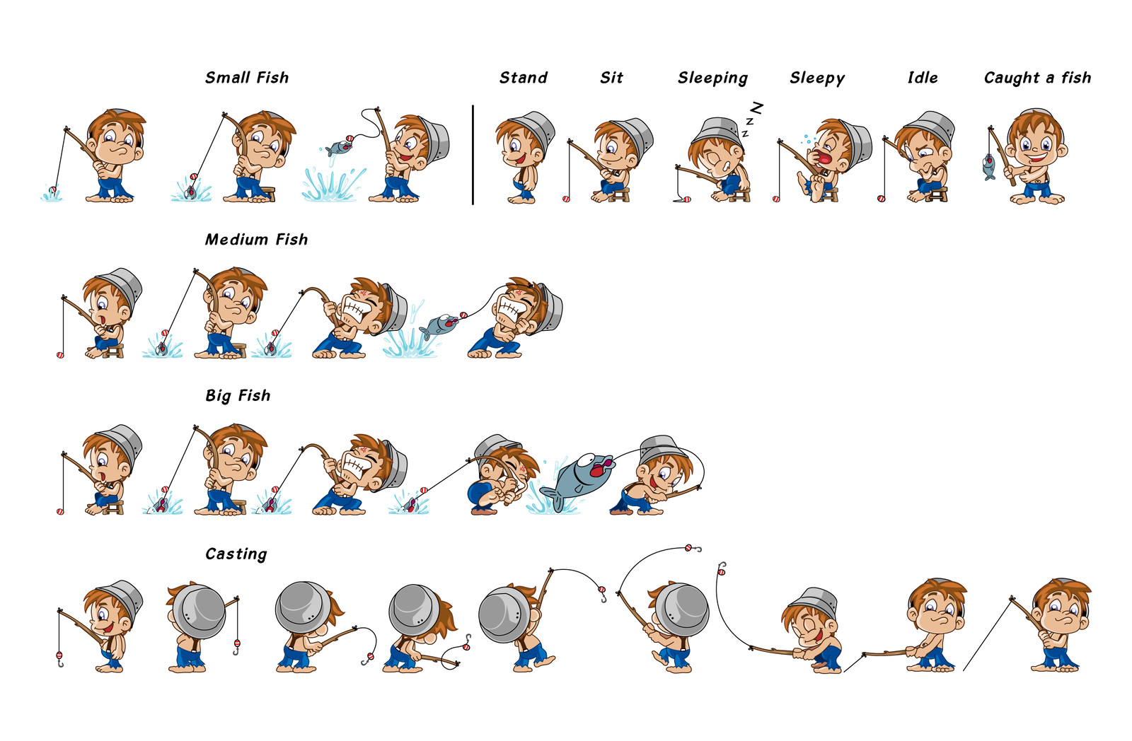Tim Lai - BigWig Media - Fish Quest - Prototype Character Sprites 2008