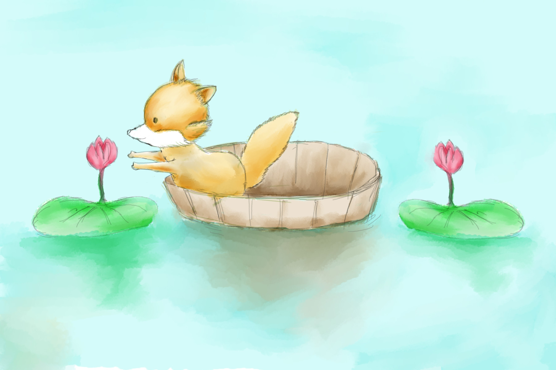 ArtStation - Fox and lotus