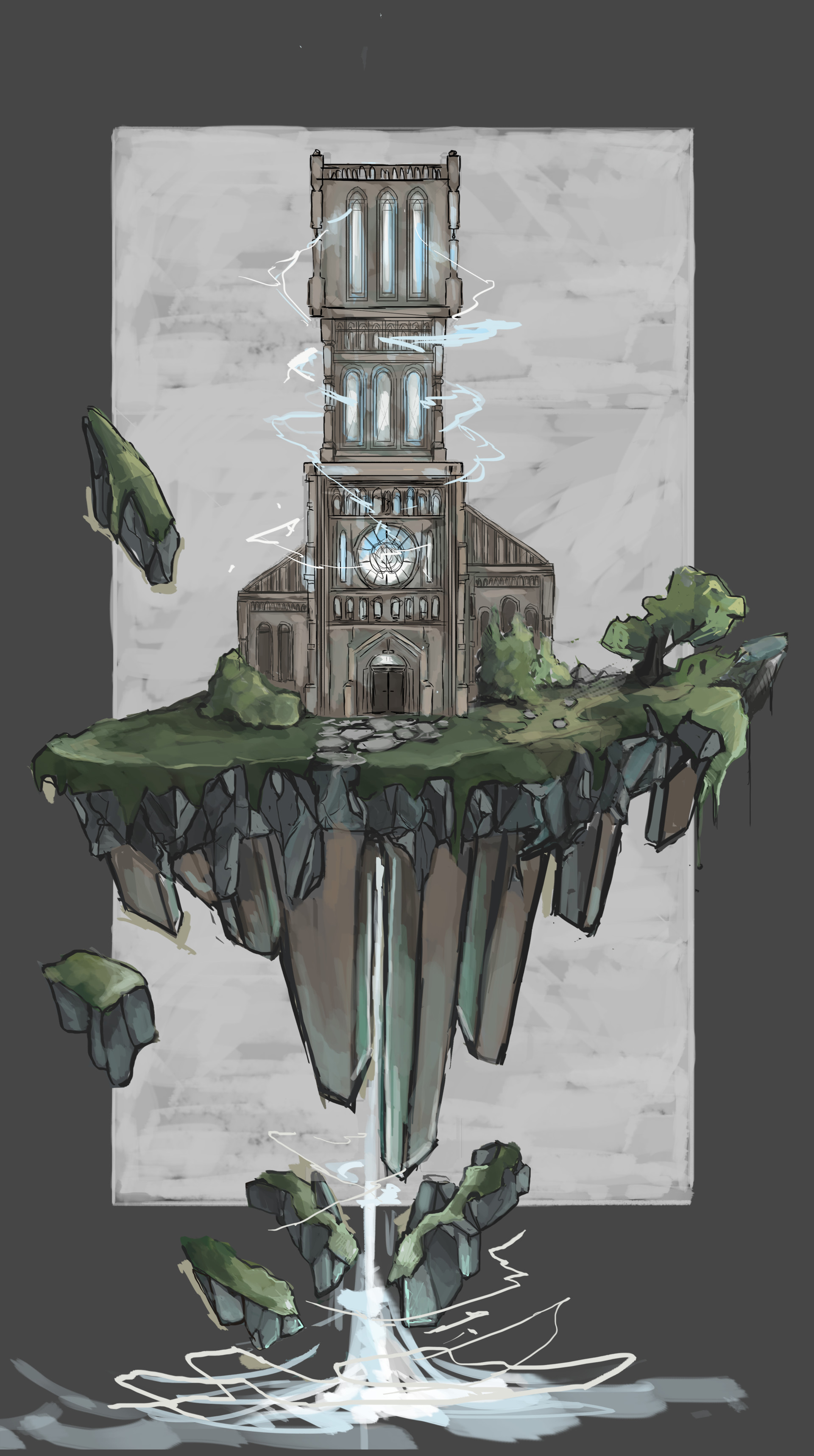 ArtStation - cathedral on floating island