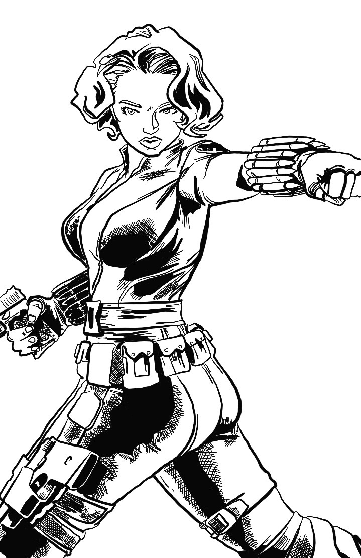 black widow coloring picture