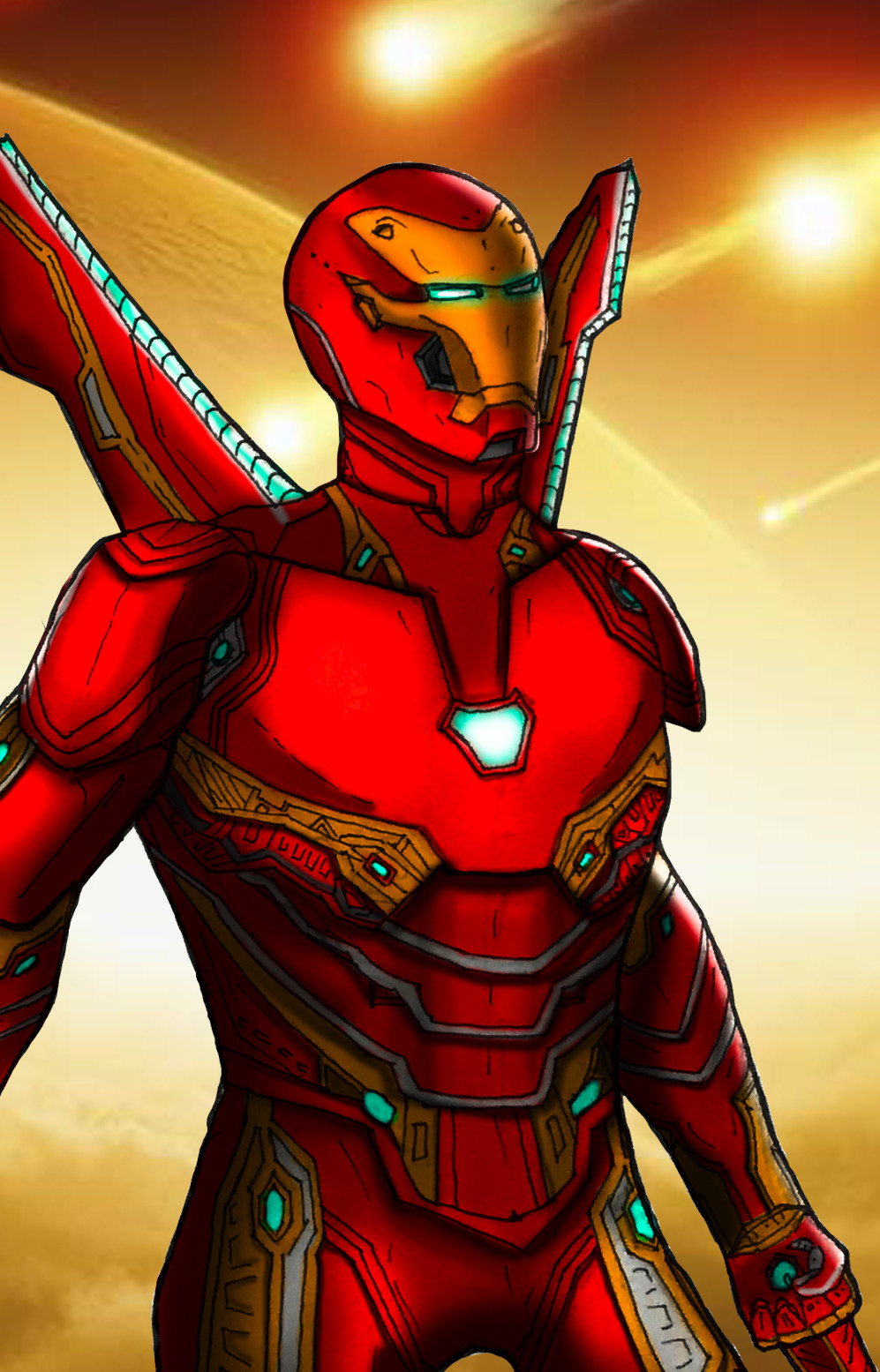 how to draw iron man infinity war suit