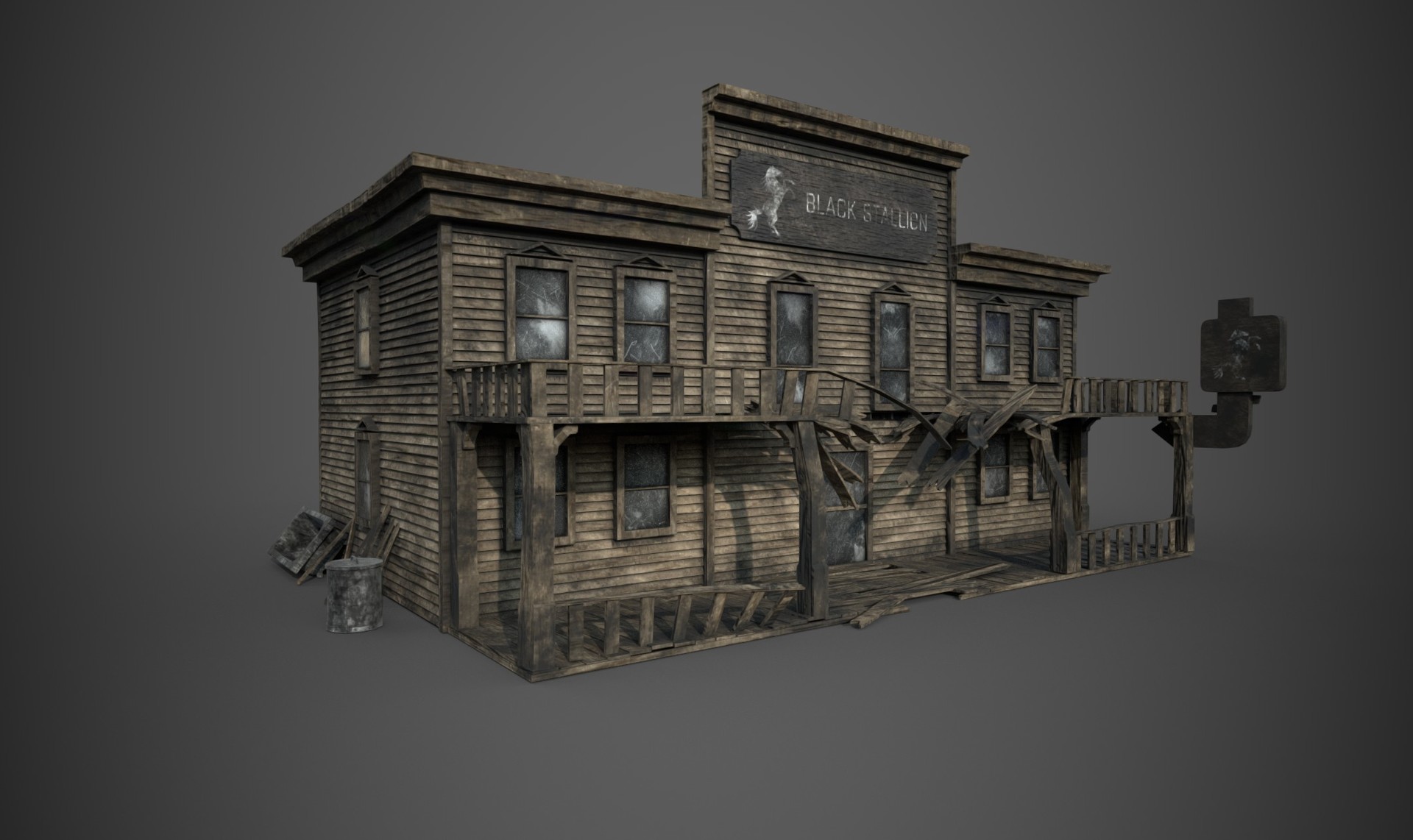 ArtStation - Abandoned wooden building