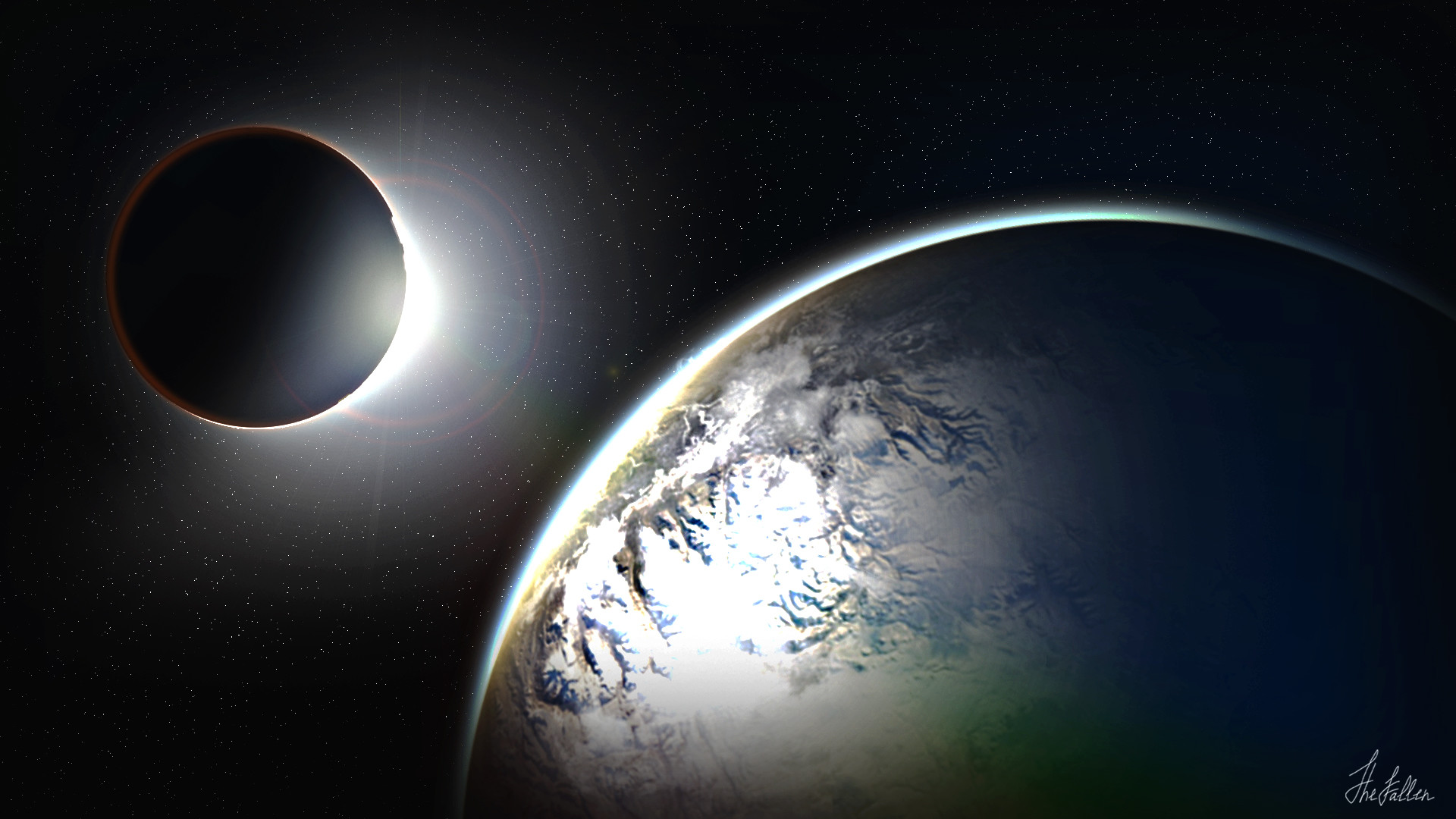 ArtStation - Solar Eclipse. Space Art