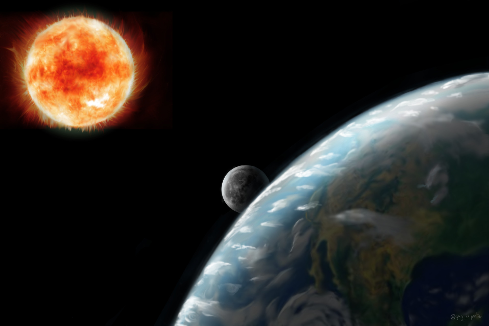 ArtStation - Earth, Moon and Sun.