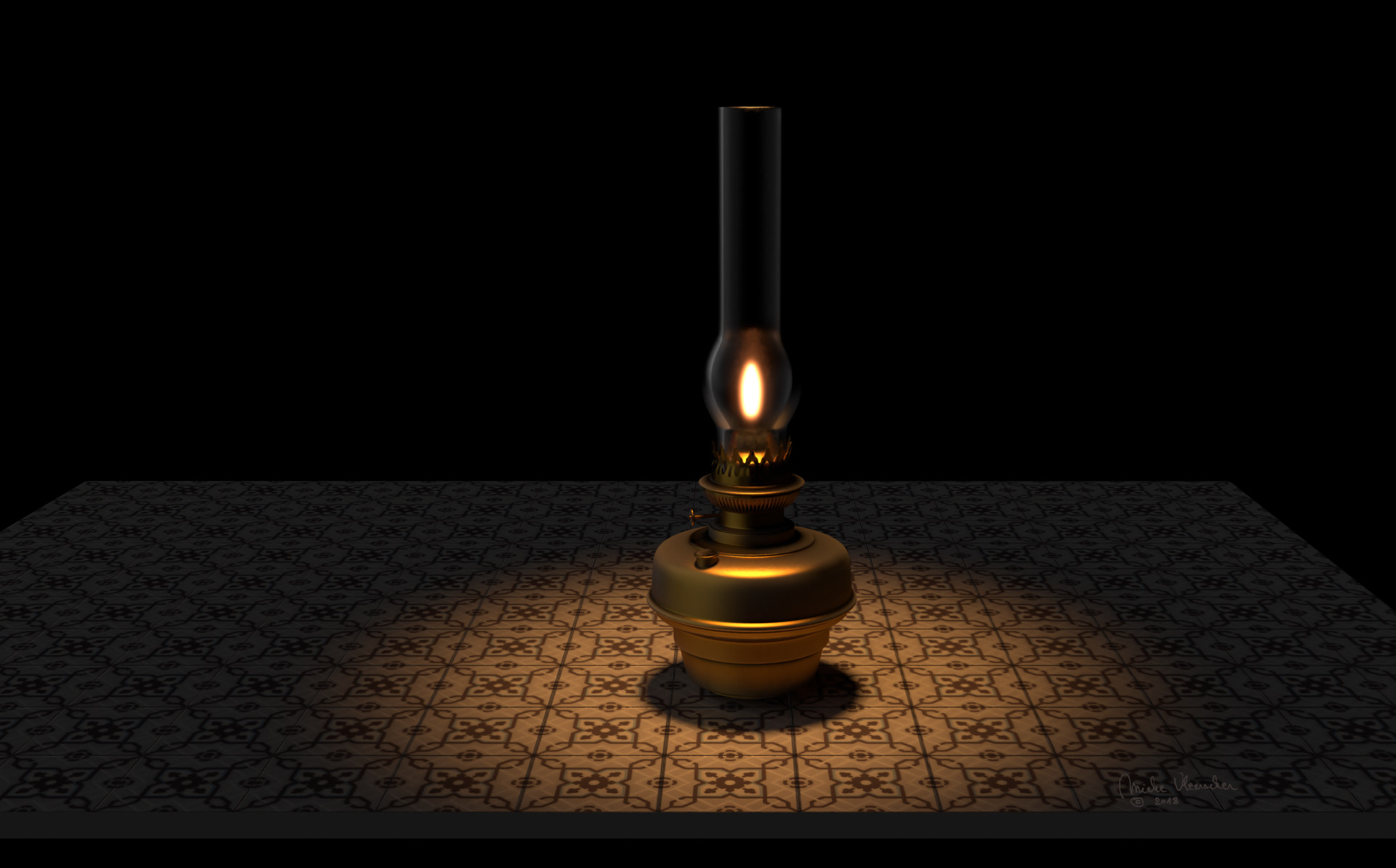 ArtStation - Oil Lamp on Tiled Floor