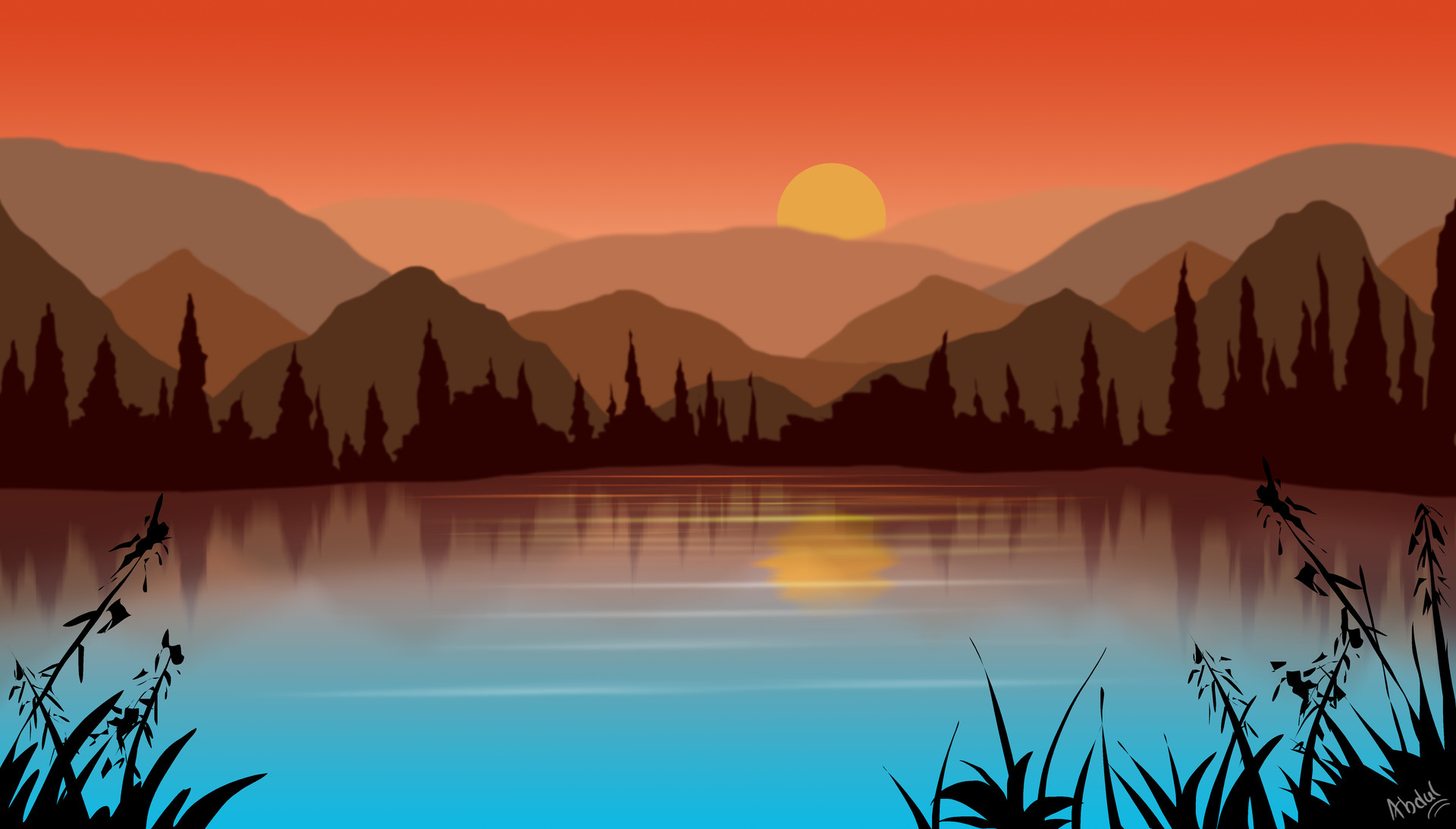 ArtStation - Lake evening concept