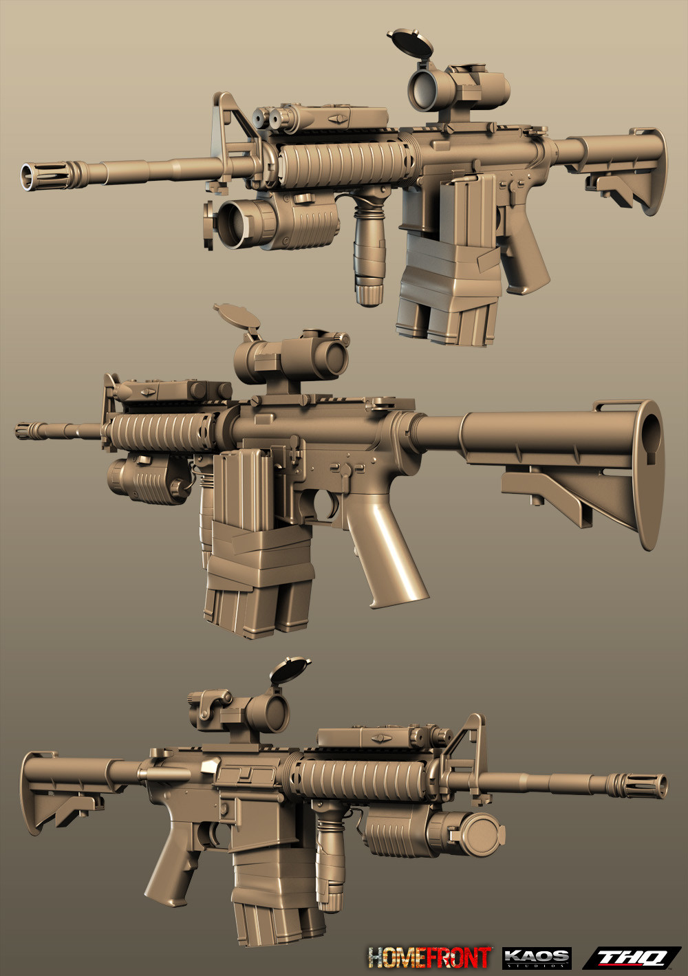 ArtStation - Homefront - M4 with various attachments
