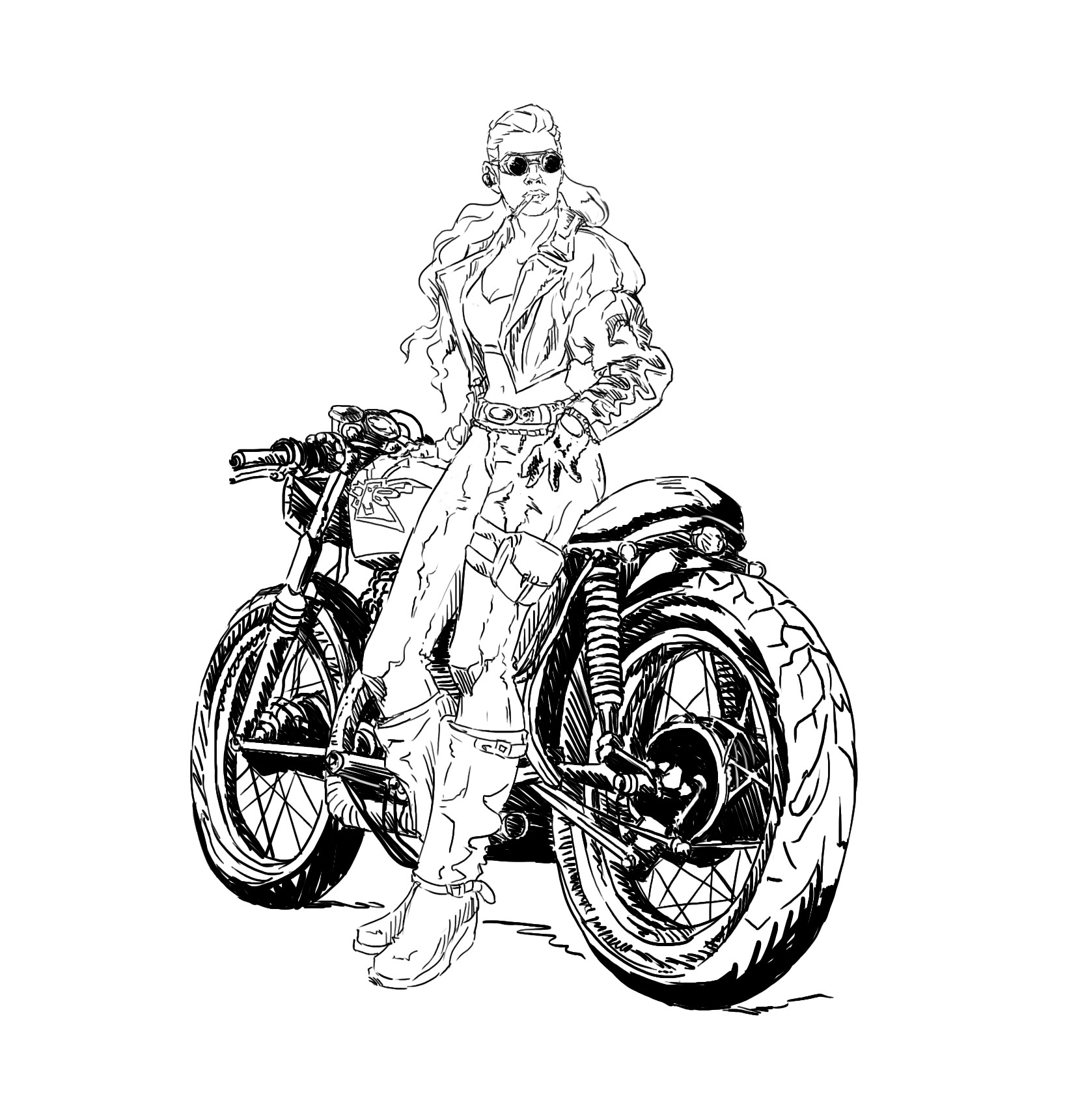 Stephanie McDowell - Biker girl - character sketch