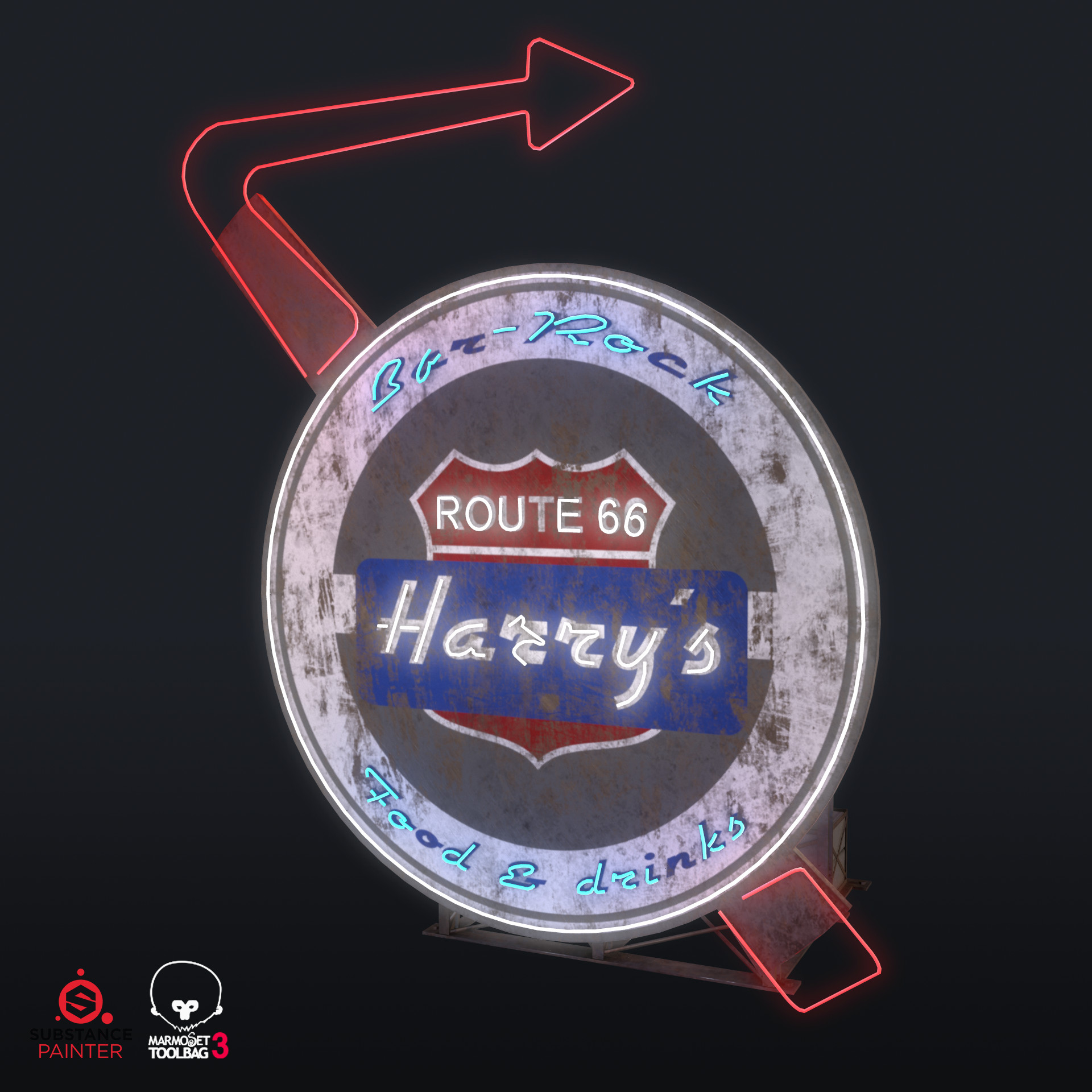 ArtStation - Road bar signboard