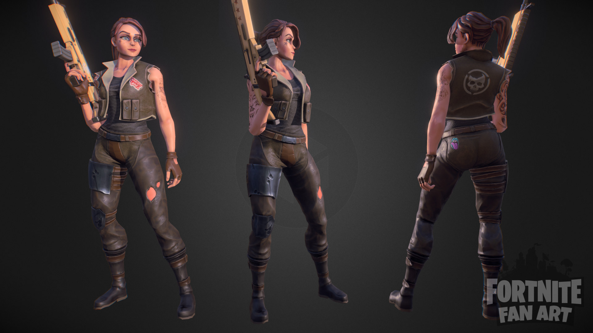 Sergey Popov - Fortnite Fan Art - Girl With Gun