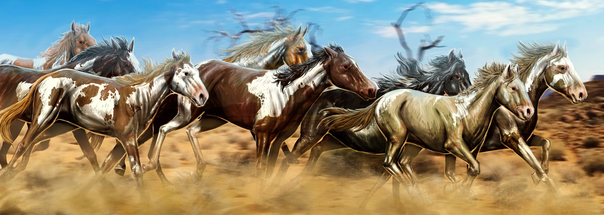 ArtStation - Running Mustangs