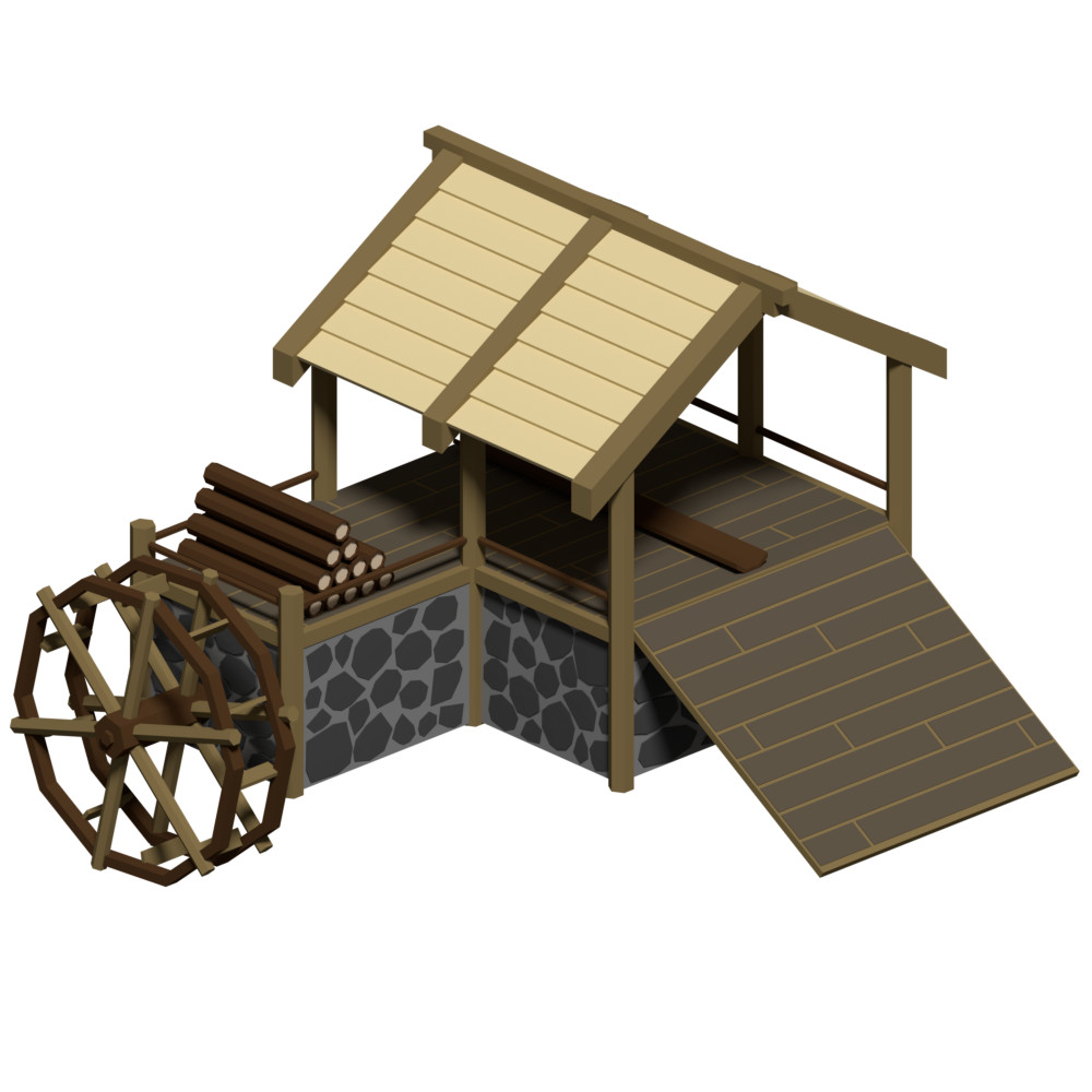 ArtStation - Low Poly Logging Mill