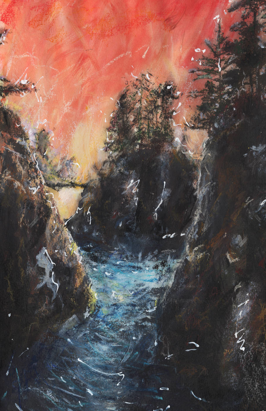 ArtStation - Oregonian Sunset Mixed Media Ink and Gouache Painting 12 ...