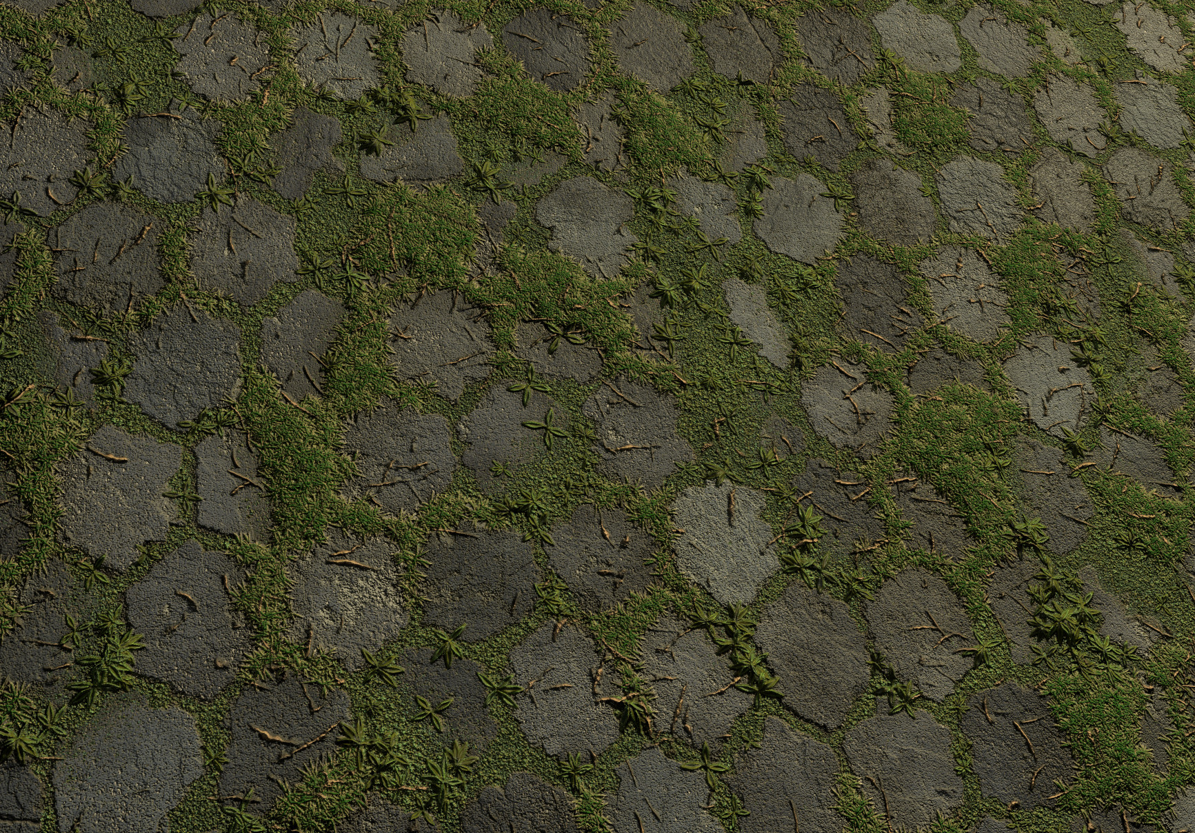 Environment Art Portfolio of Wyatt Zink - Mossy Pavers Material
