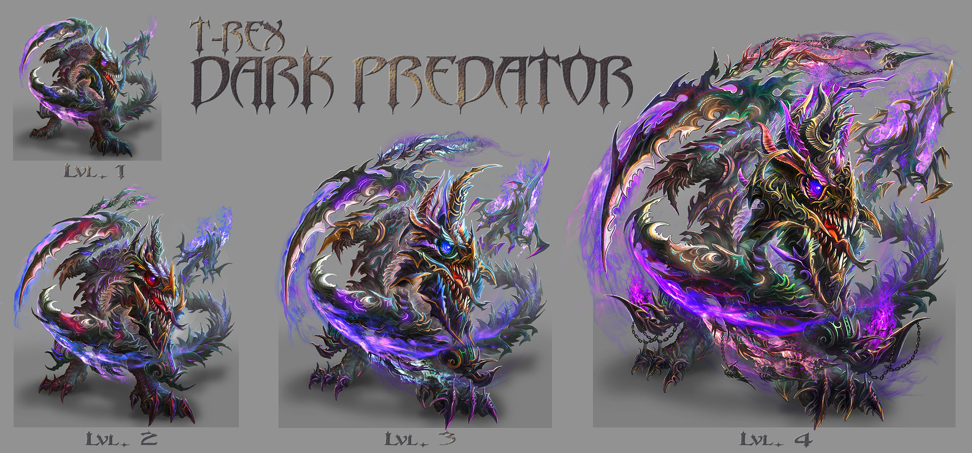 ArtStation - T-REX DARK PREDATOR lvl 1 to 4