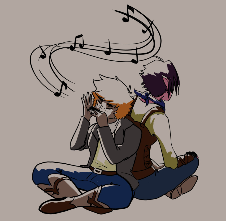 harmonica player drawing