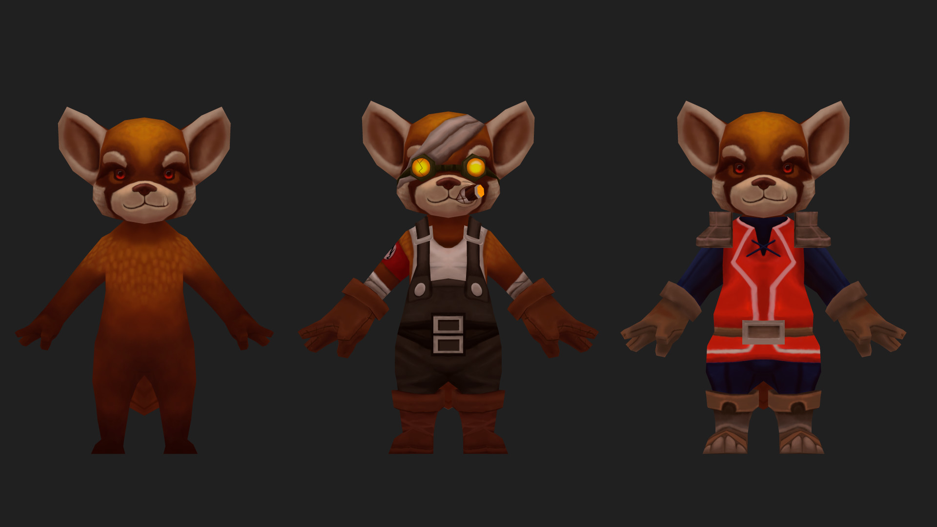 ArtStation - Lowpoly models for panda characters (concept by Runic Games)