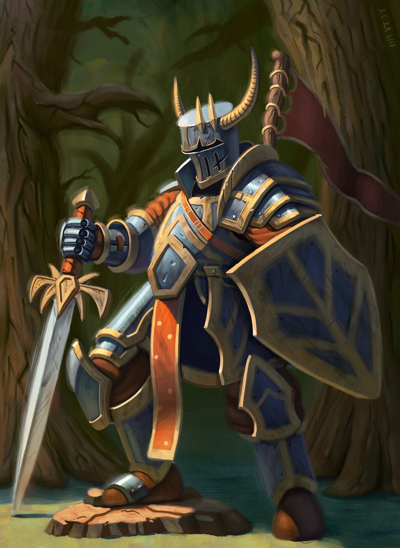 ArtStation - Forest knight, just chillin
