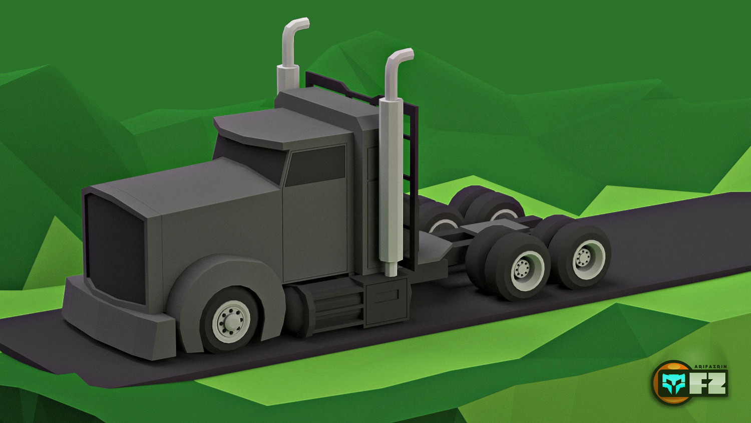 ArtStation - Semi truck - low poly