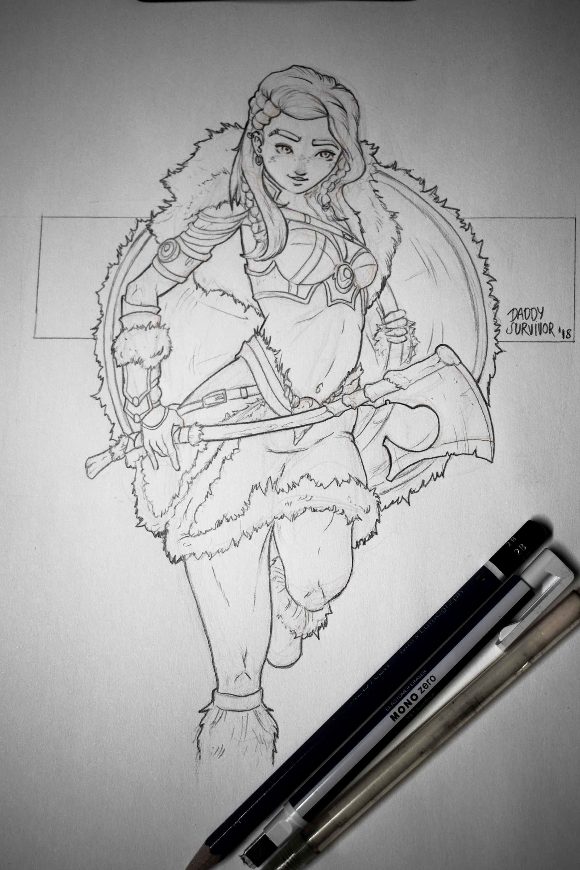 ArtStation - Pencil Viking Girl