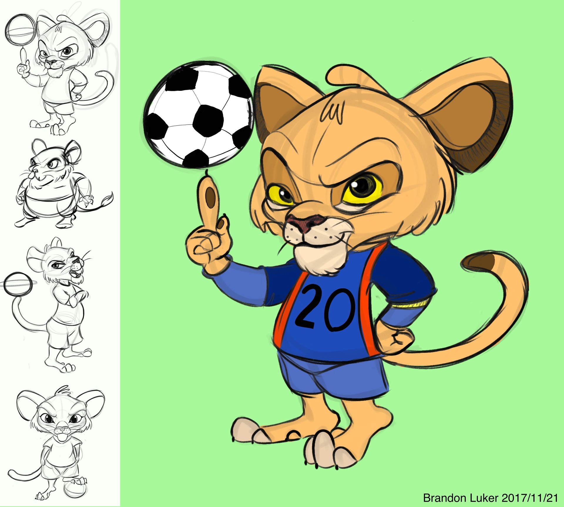 ArtStation - Cute Lion Cub Soccer Player
