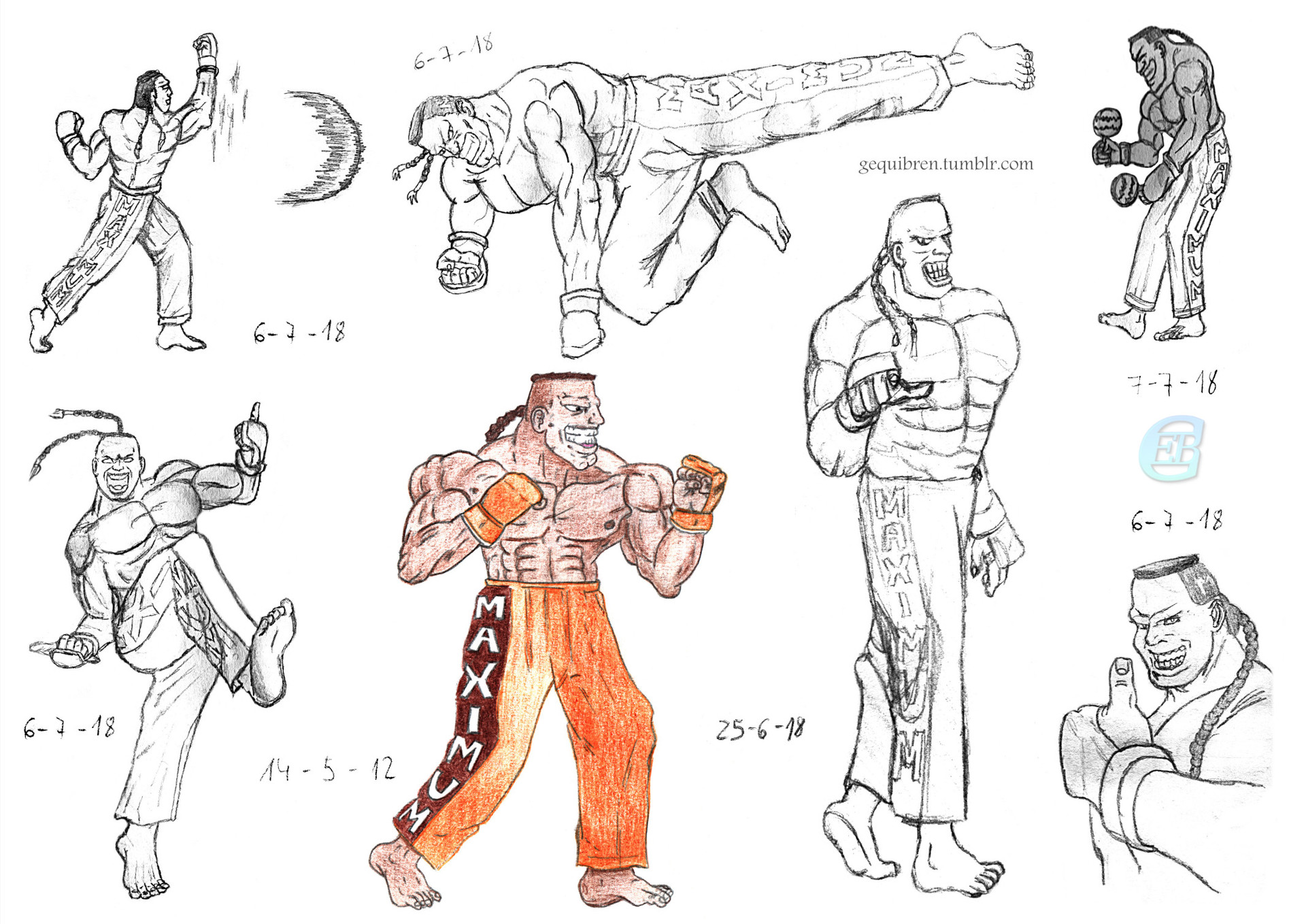 Gequibren Art - DEJIII - 14 - Street Fighter - Dee Jay KO + Some sketches
