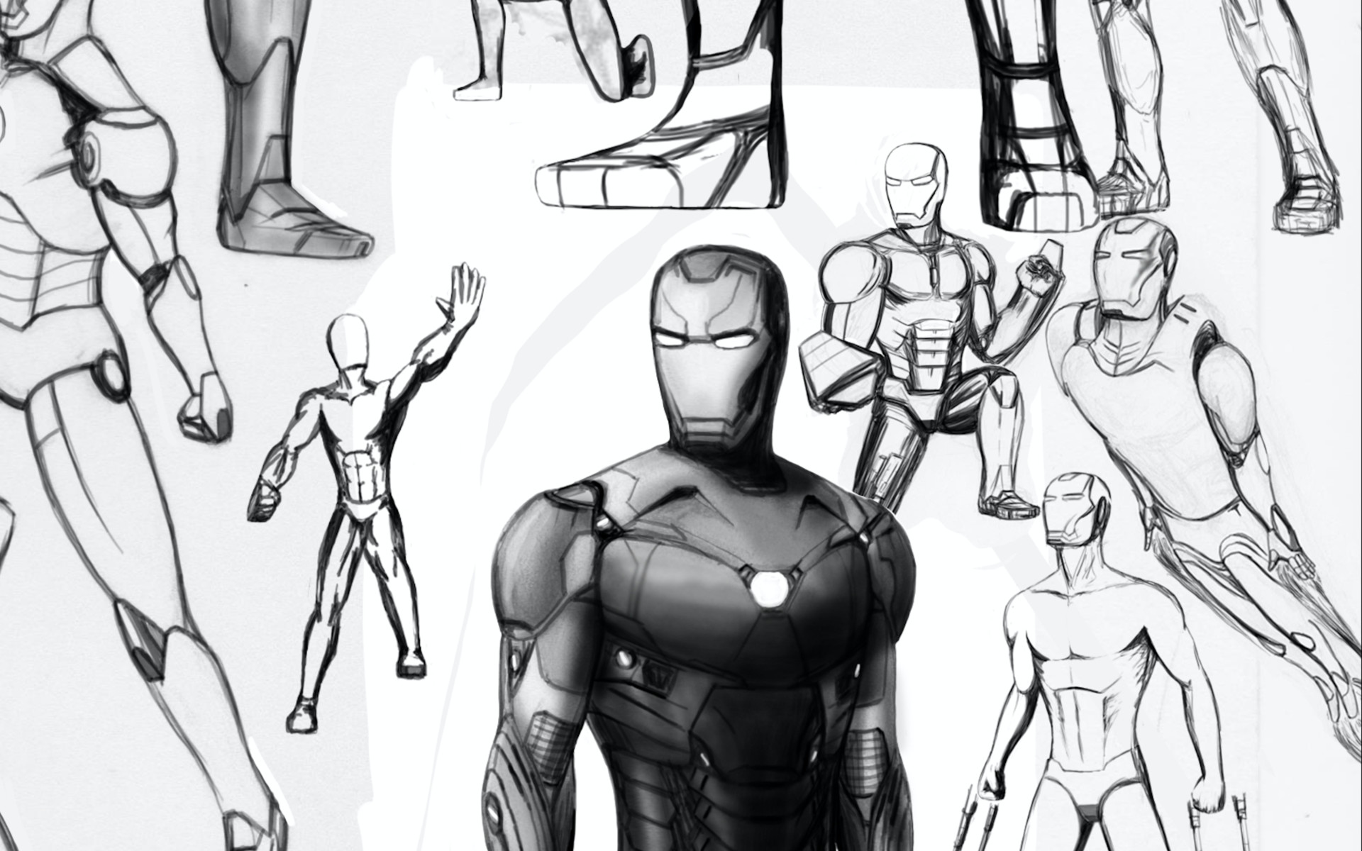 how to draw iron man shooting