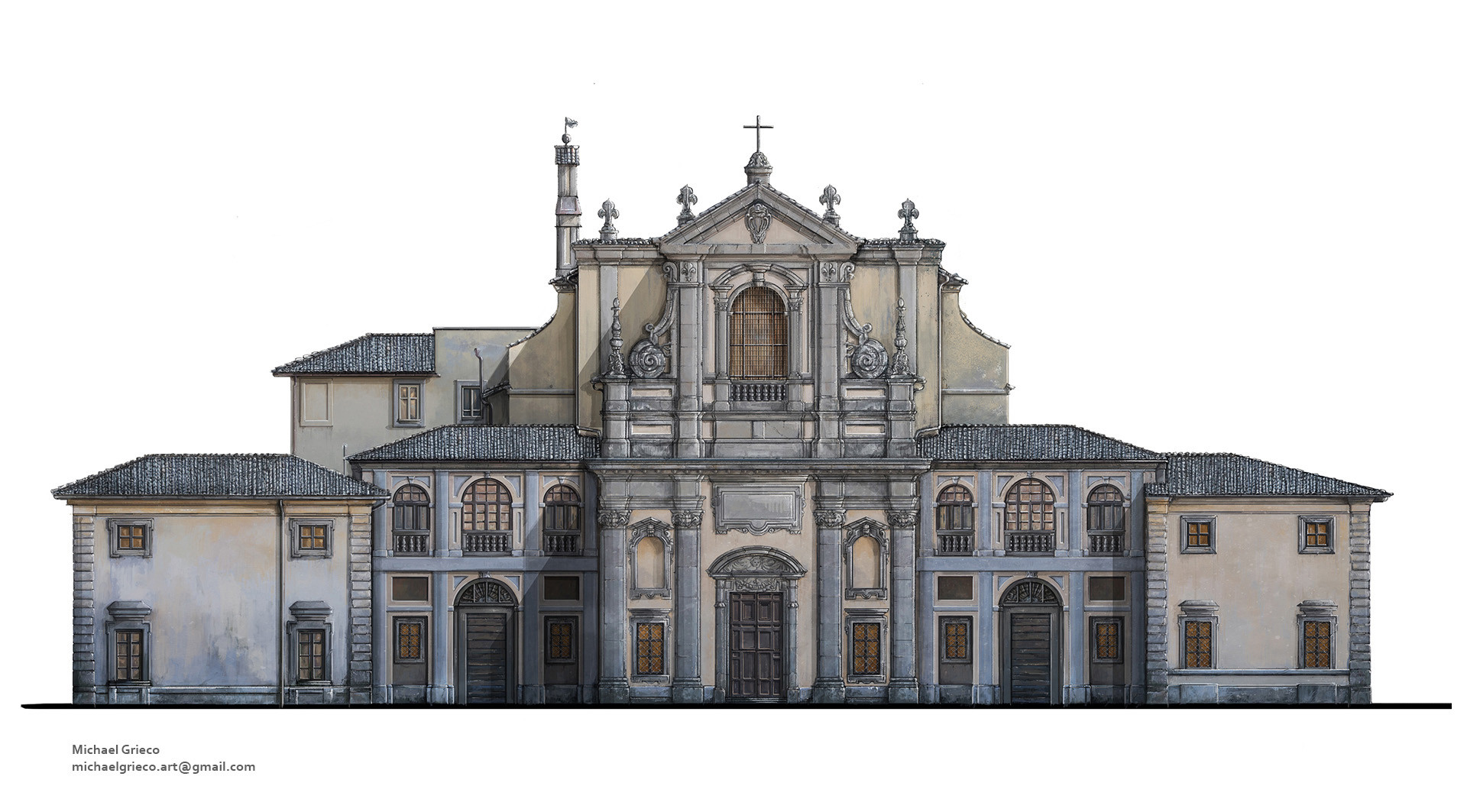ArtStation - Church front elevation