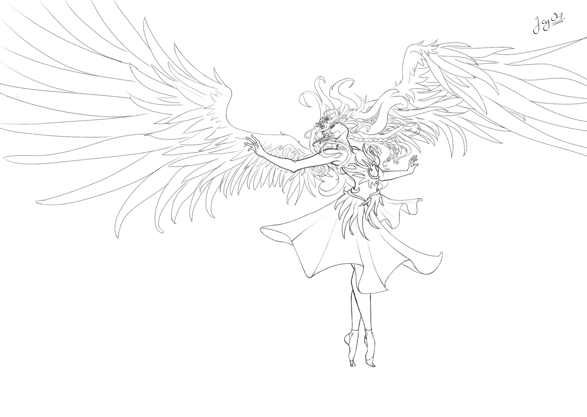 ArtStation - Dancing Angel Line Art