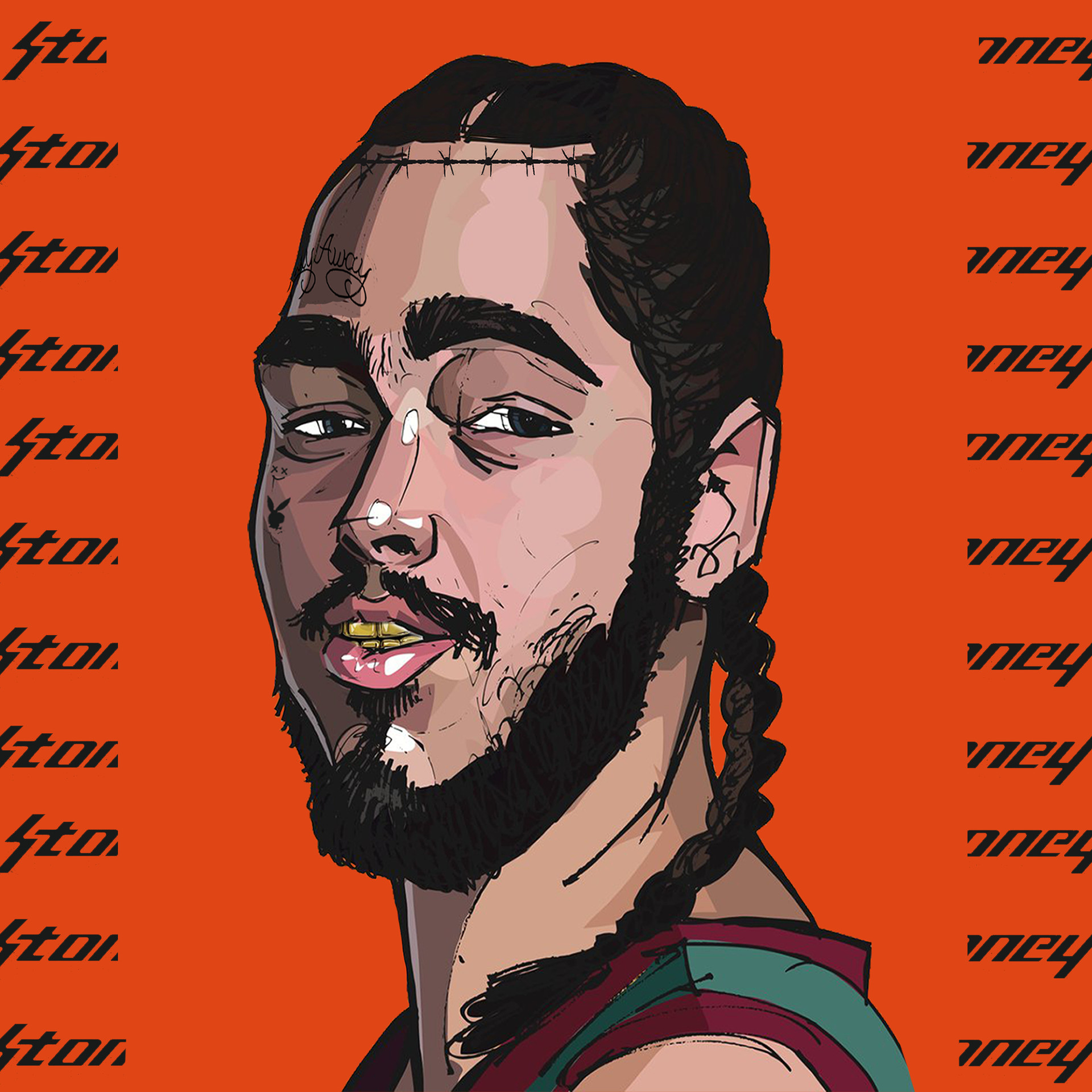 how to draw post malone beard