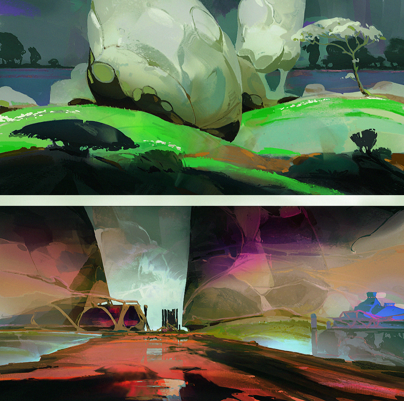 ArtStation - landscape colour concept scribbles