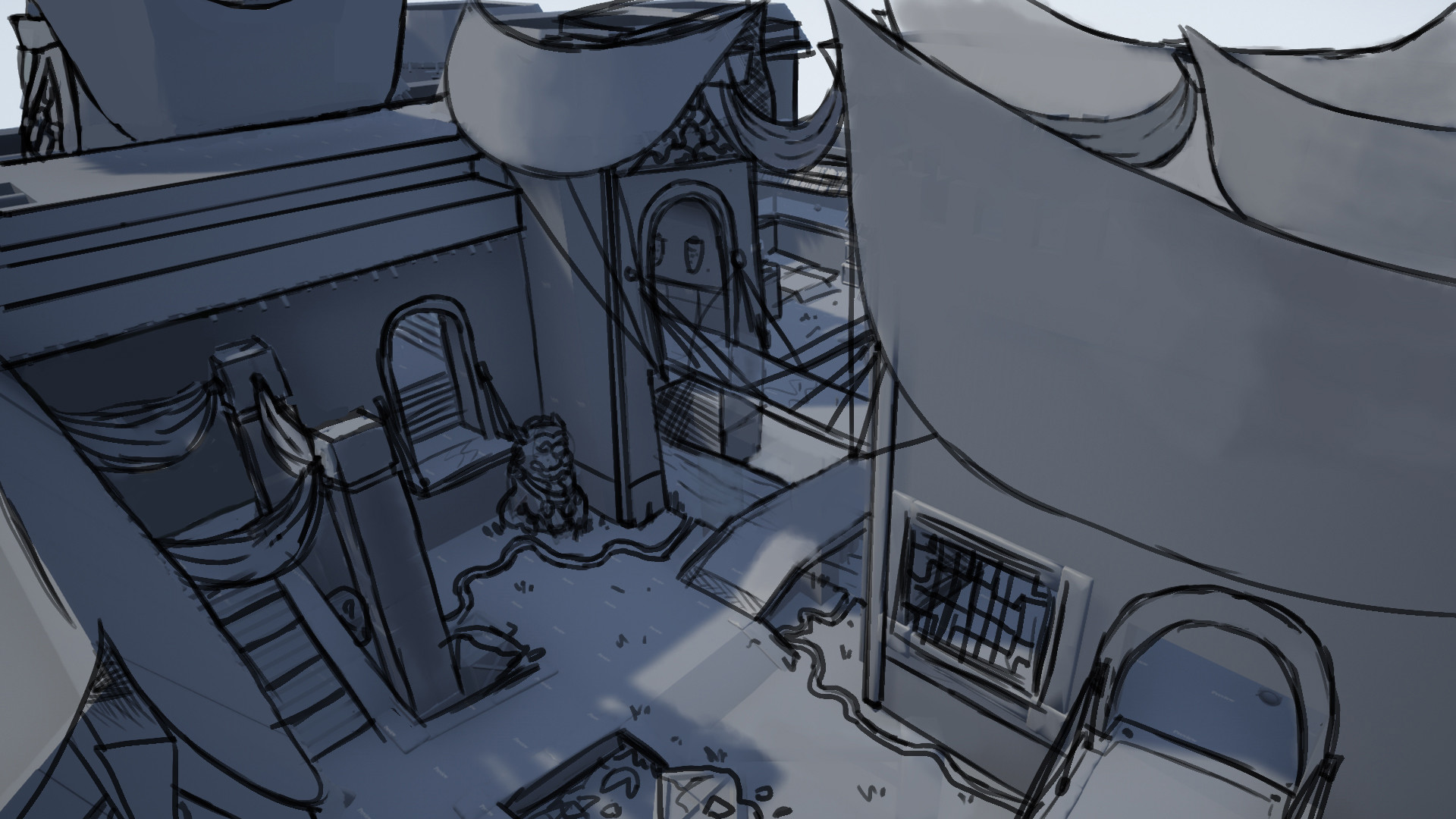 Kim de Graaf - Environment Concept Iteration sketches - 1