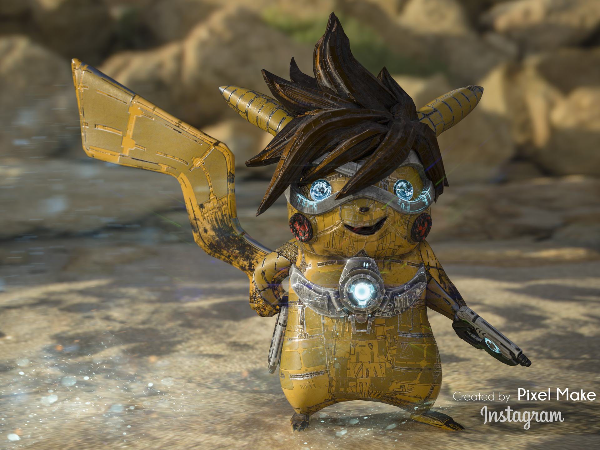 ArtStation - Tracer Pikachu Fusion project I Created for PIXEL MAKE ...