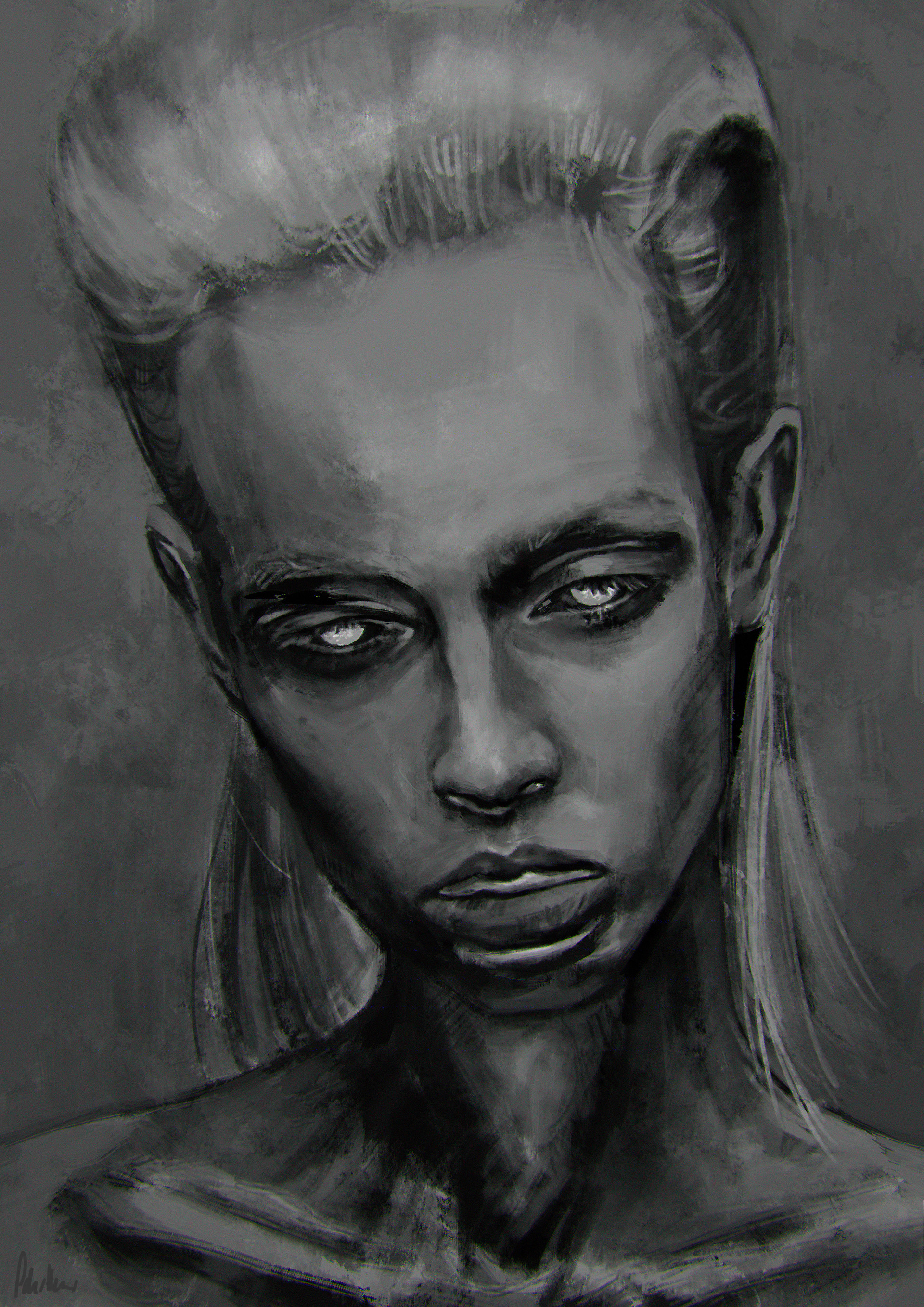 ArtStation - Negative effect b&w portrait