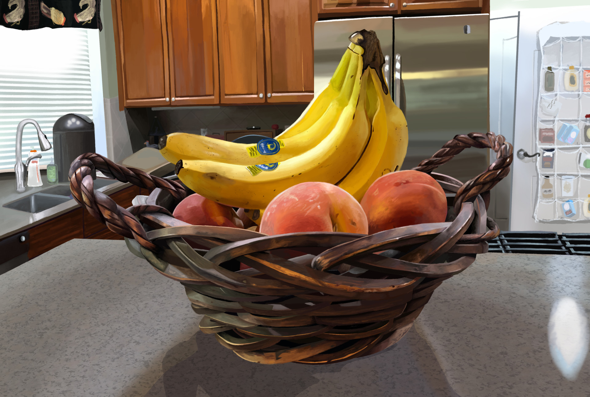 realistic fruit bowl drawing