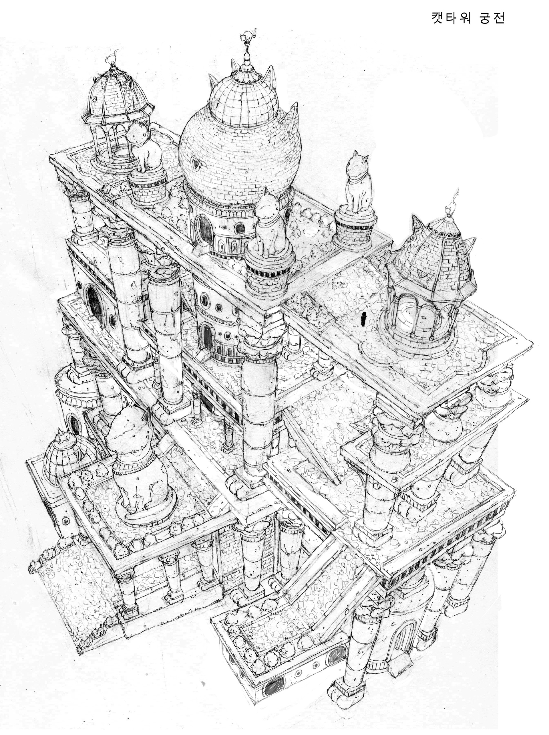 ArtStation - sketch design ( cat tower Palace )