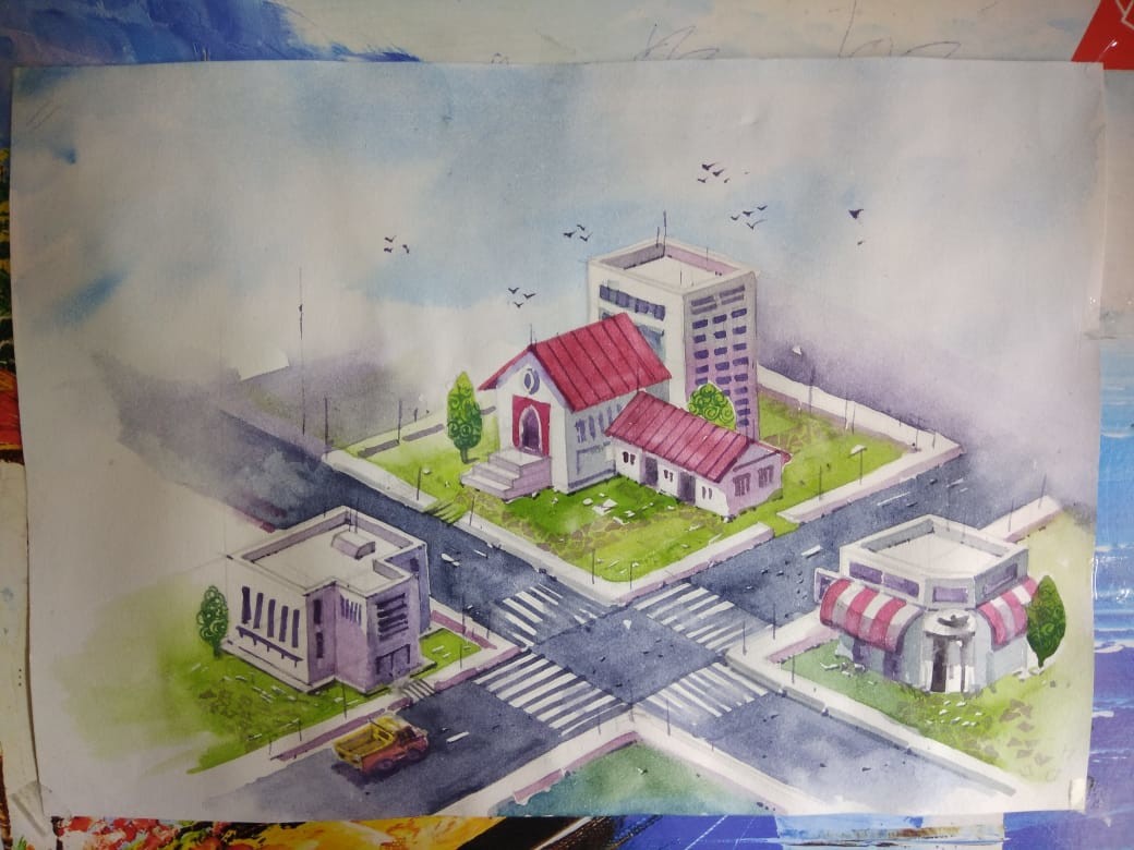 ArtStation - Isometric study in Watercolor