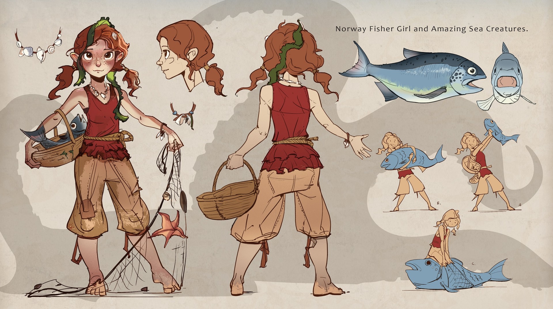 Kevin Xu - Norway Fisher girl and Amazing Sea Creatures- Character ...