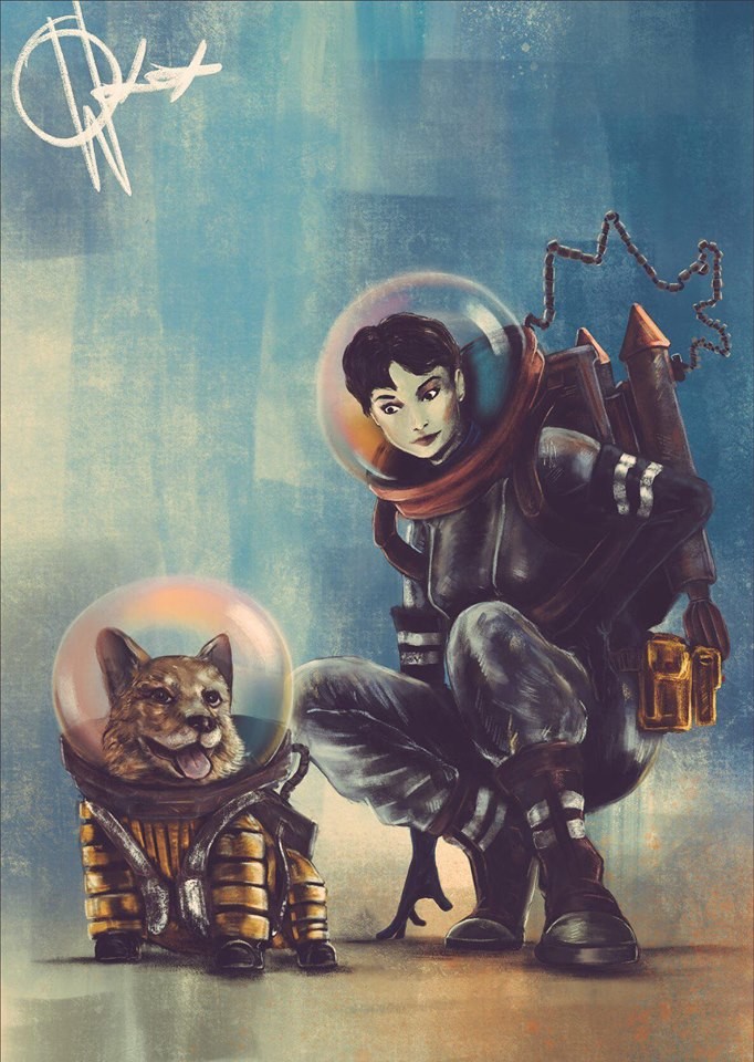 ArtStation - Space Girl & Cosmic Corgi
