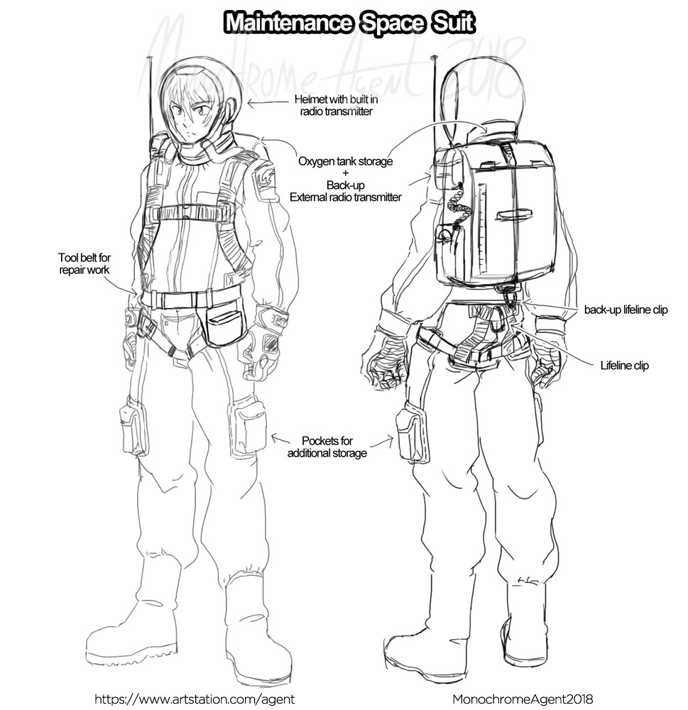 Space Suit Drawing Anime