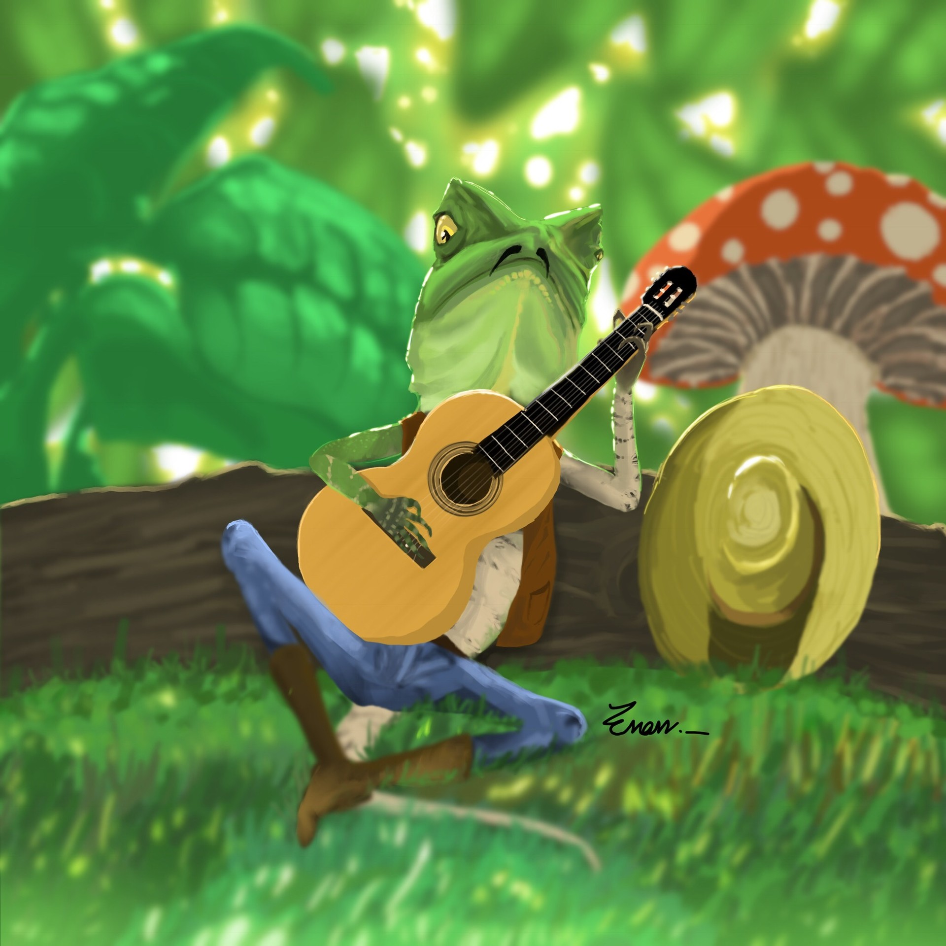 ArtStation - Lizard musician.