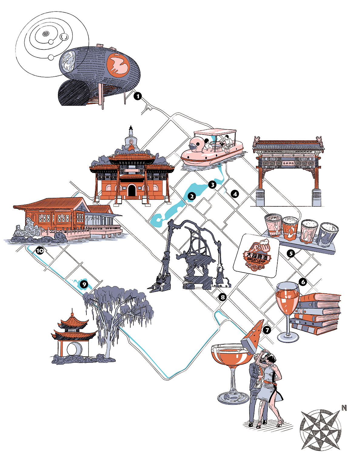 Tim Lai - Illustrated Map - Beijing, China (August 2018)