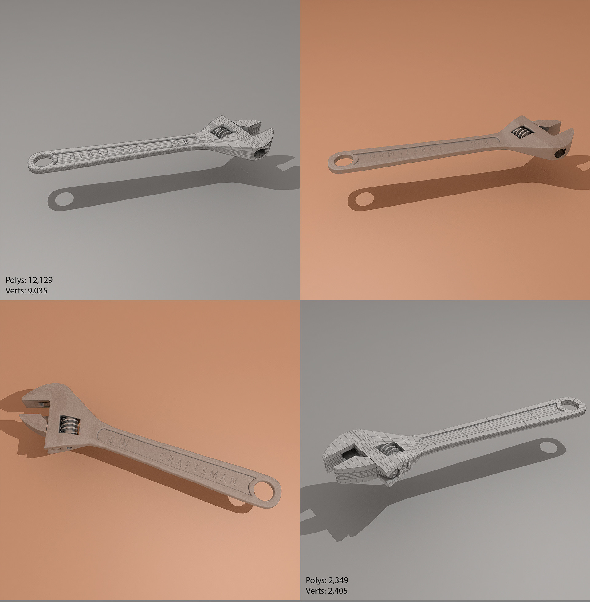 ArtStation - Low to high poly wrench