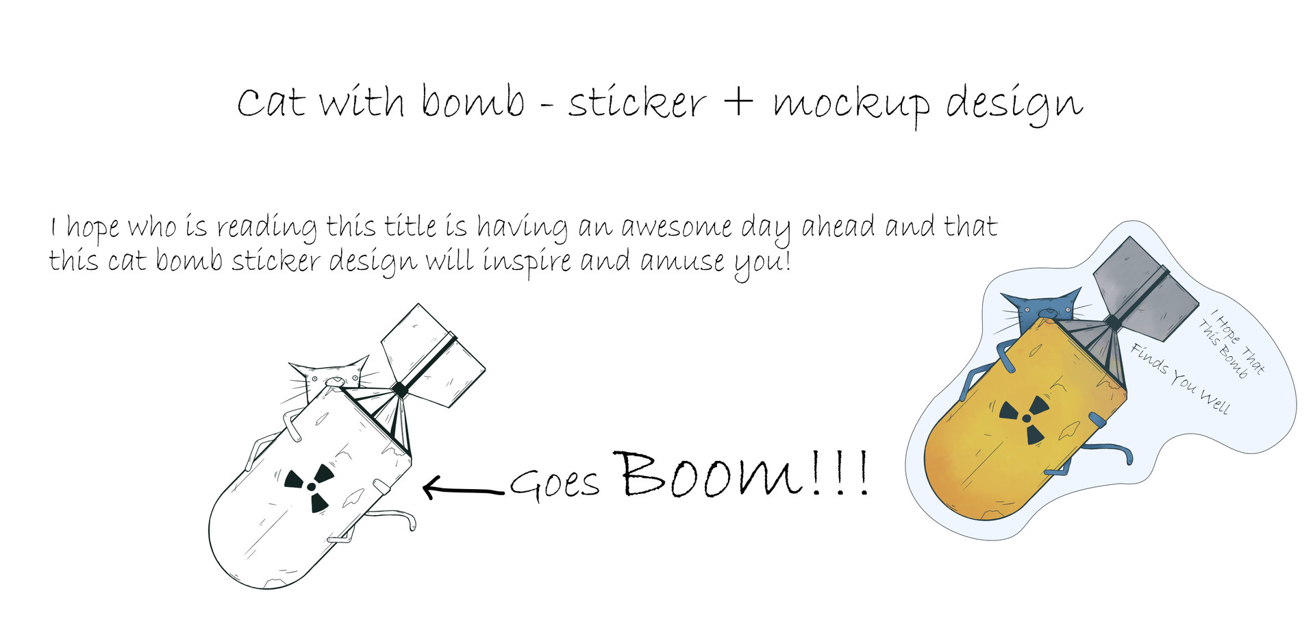 ArtStation - Cat bomb - Sticker+mockup design