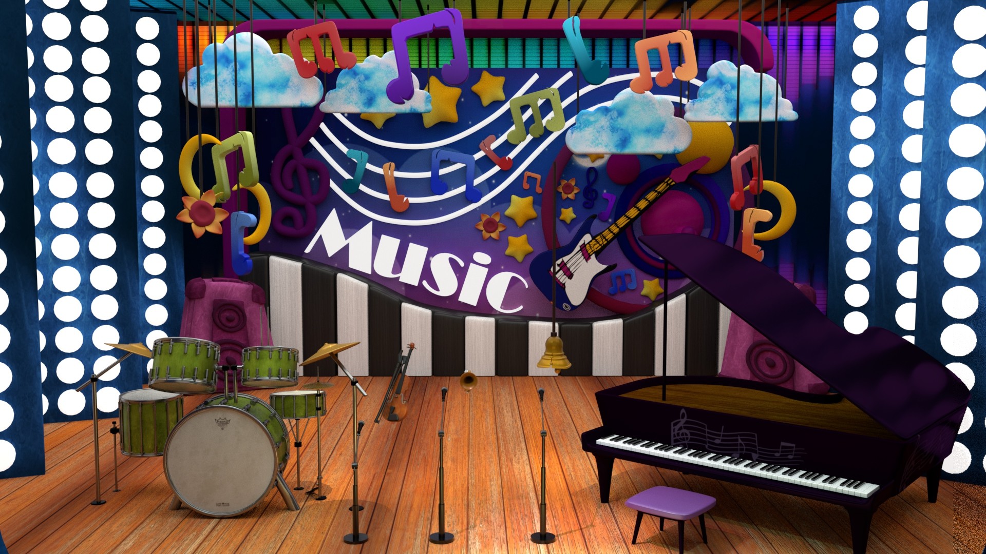 ArtStation - 3D MUSIC STAGE KIDS THEATRE