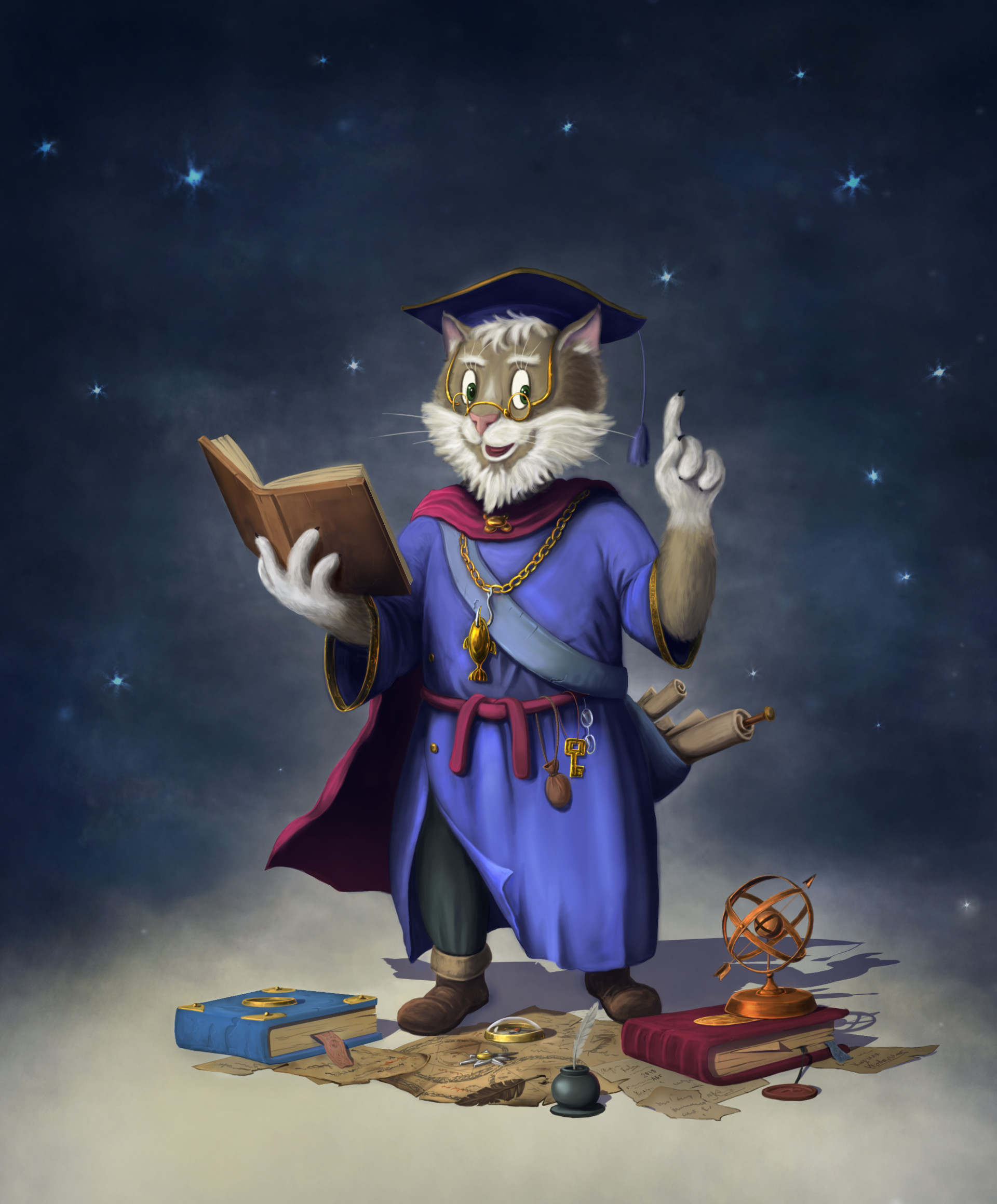 ArtStation - Cat scientist - astrologer
