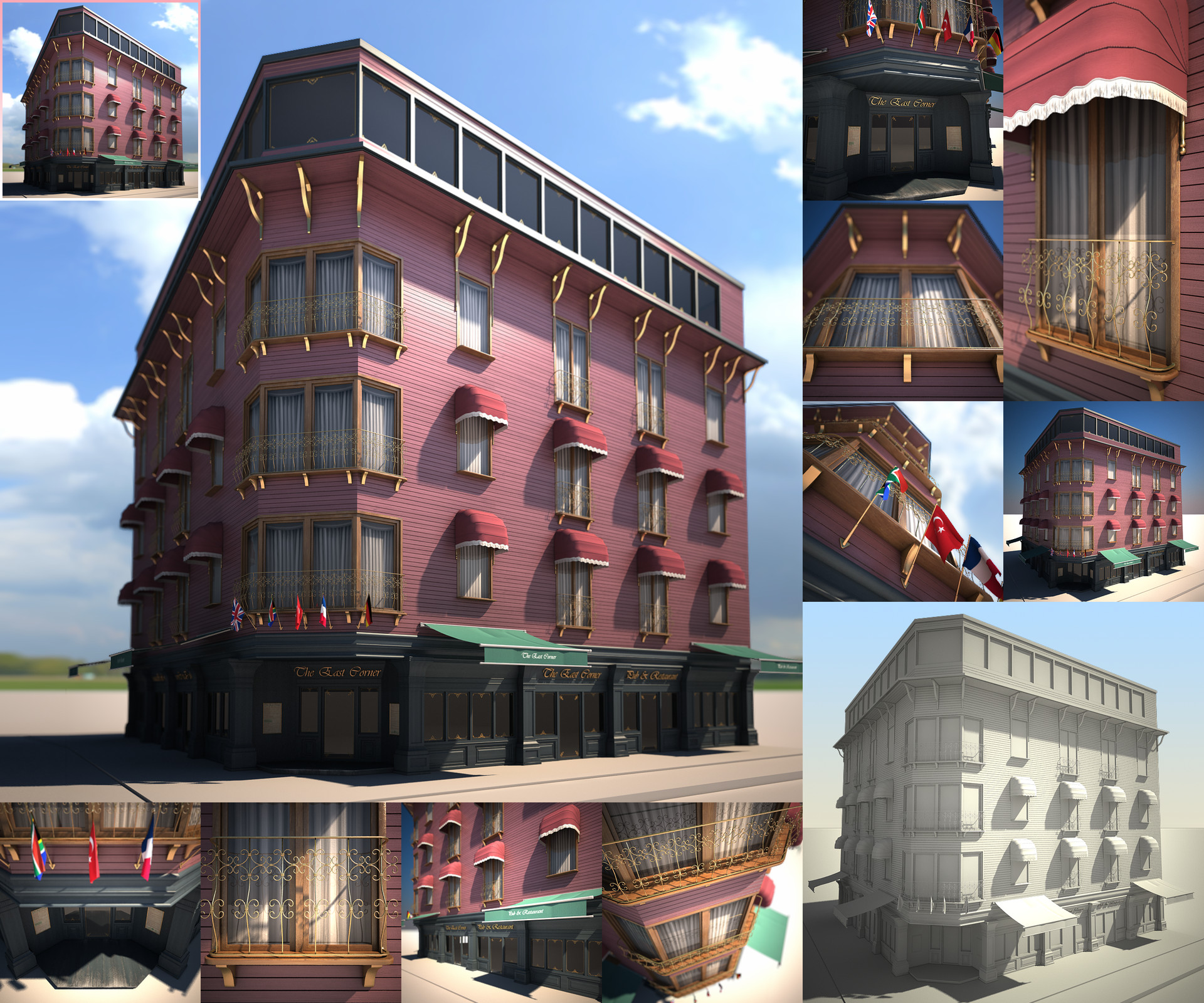 ArtStation - Corner Building - Pub & Restaurant & Hotel