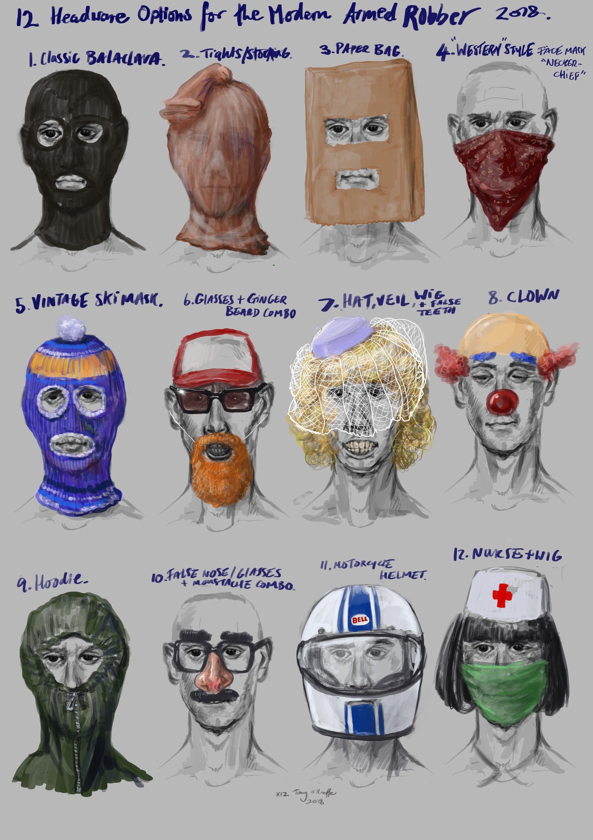 ArtStation - 12 headware options for the modern armed robber.